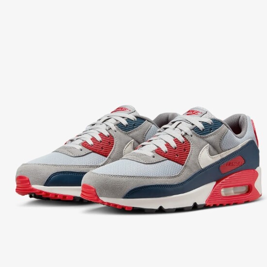 Nike Air Max 90 Shoes "Grey/Fire Red" (DM0029-005) Expeditedship | eBay