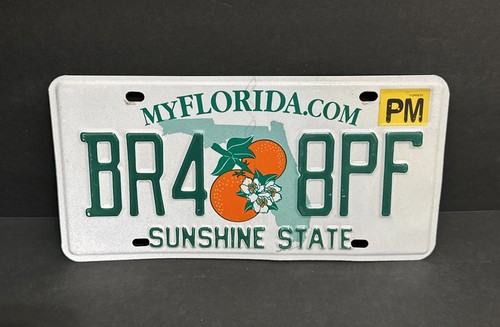 FLORIDA PERMANENT LICENSE PLATE — BR4 🍊 8PF — SUNSHINE STATE | eBay