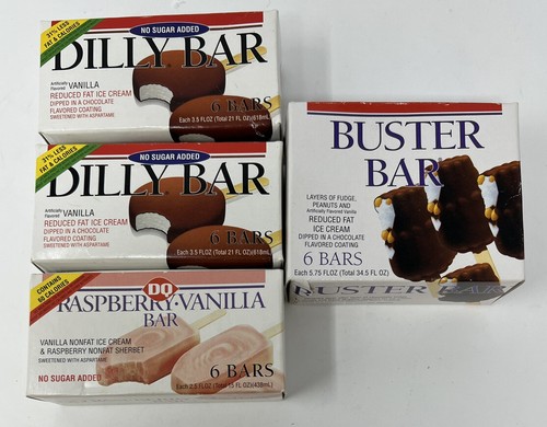 4 Pc Vtg Lot Dairy Queen DQ Ice Cream Boxes Dilly Buster Bar Play Food ...