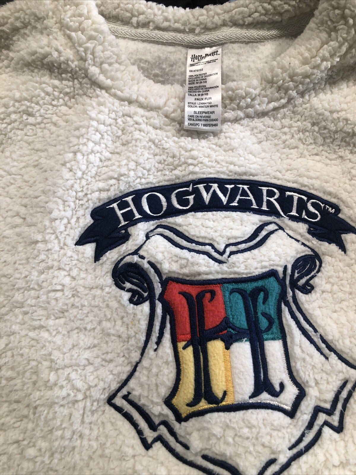 Harry Potter White Sherpa Long Sleeve Hogwarts Lounge… - Gem