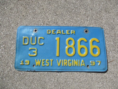 West Virginia 1997 Dealer license plate # 1866 | eBay