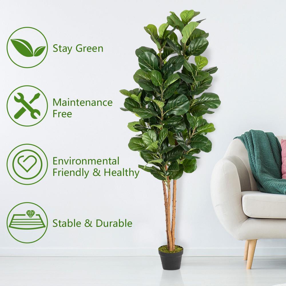 Artificial Fiddle Leaf Fig Tree 6ft Tall Fake Fig Silk Tree Home Decor ...
