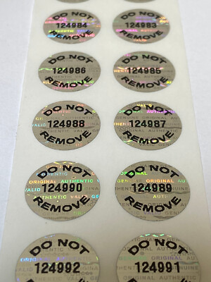 100 ROUND *DO NOT REMOVE* PRINTED TAMPER EVIDENT HOLOGRAM LABELS ...