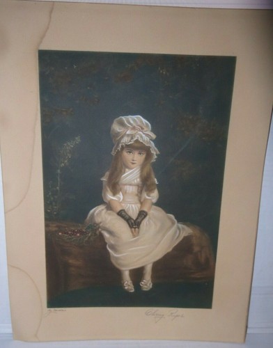 John Everett Millais 'Cherry Ripe' Antique Lithograph Little Girl Pre ...