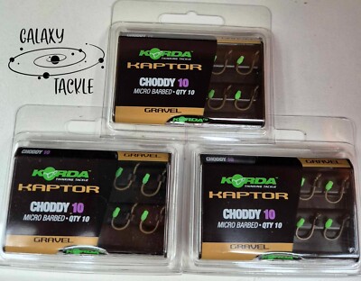 Korda Kaptor Choddy Size 10 micro barb Carp Fishing Hooks x 3 Packs ...