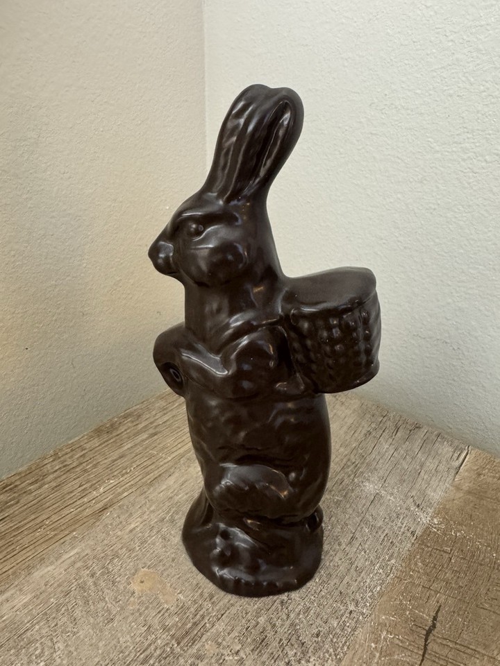 Ceramic Chocolate Easter Bunny Figurine Statue Spring Rabbits | eBay