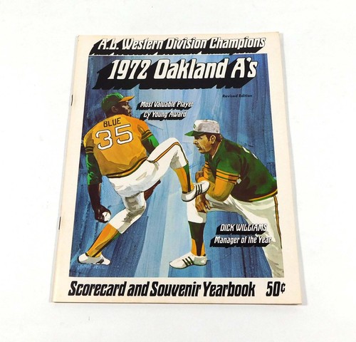 Programma Di Baseball MLB 1972 Oakland A's Vs Avversario Generico | eBay