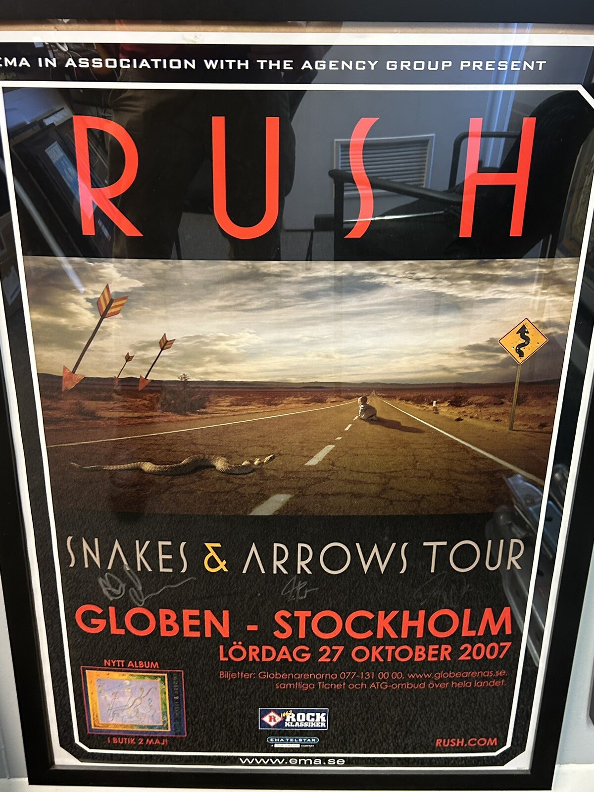 Rush Signed S&A Globen Stockholm Poster Autographed Lee Lifeson Neil ...