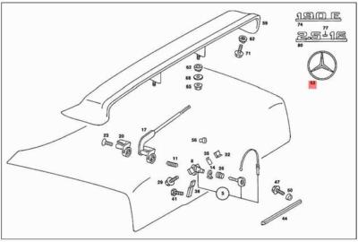 Genuine Boot Lid Star Emblem Badge MERCEDES 190 A124 C124 W124 W201 ...