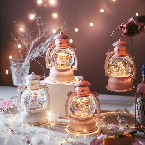 LED Christmas Xmas Snow Globe Night Light Lantern Music Box Glitter ...