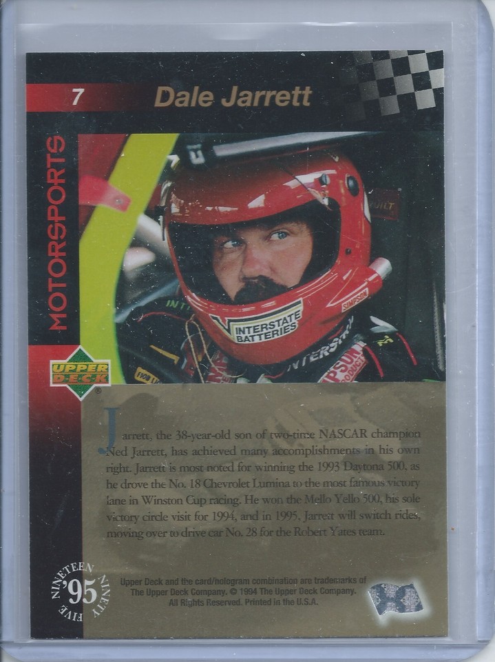 1995 Upper Deck Motorsports Gold Signature # 7 Dale Jarrett Nascar ...