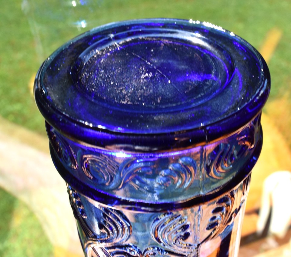 Vintage/Antique Cobalt Blue Glass Bottle Jar Medicine, Poison Decanter ...
