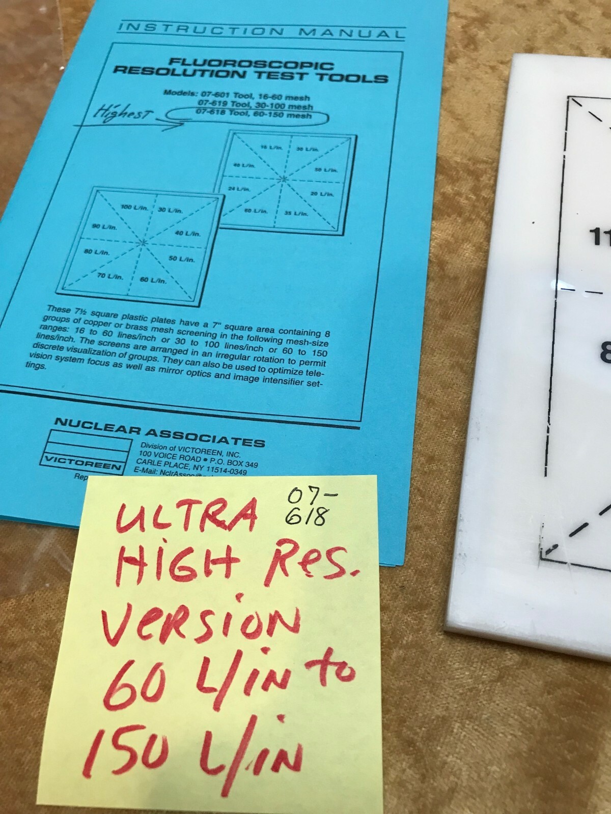 OEC 07-618 RMI Pie Mesh Resolution Phantom test tool xray Raysafe ...