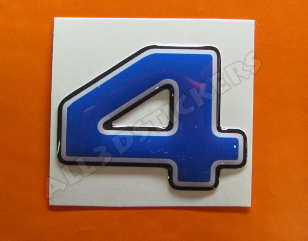 3D Stickers Resin Domed NUMBER 4 FOUR - Color Blue - 25 mm(1 inch ...