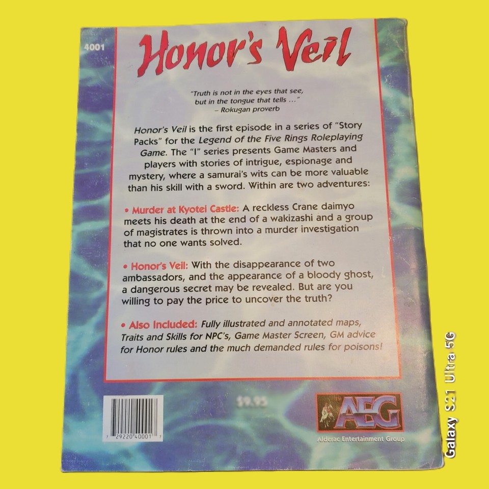 HONOR’S VEIL L-1 Intrigue Series L5R Legend of the Five Rings RPG AEG ...