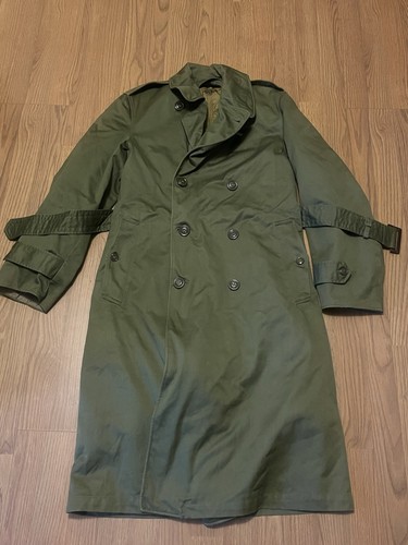 Vintage Military Trench Coat Mens Small Wool Liner Army Green OG 107 ...