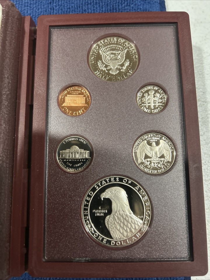 1983-S Olympic Prestige Proof Set 90% Silver Dollar, 6 Coins with COA ...