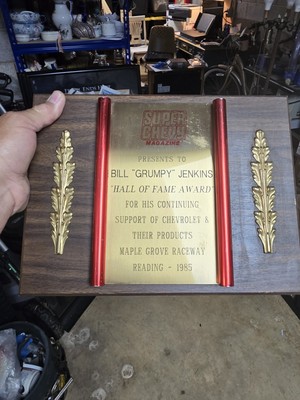 Bill Grumpy Jenkins 1 Of 1 Super Chevy Award / Maple Grove Raceway 1985 ...