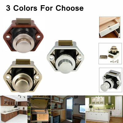 Mini Push Button Catch Cupboard Pop Up Knob Lock For Camper Van Handle Latch UK | eBay UK