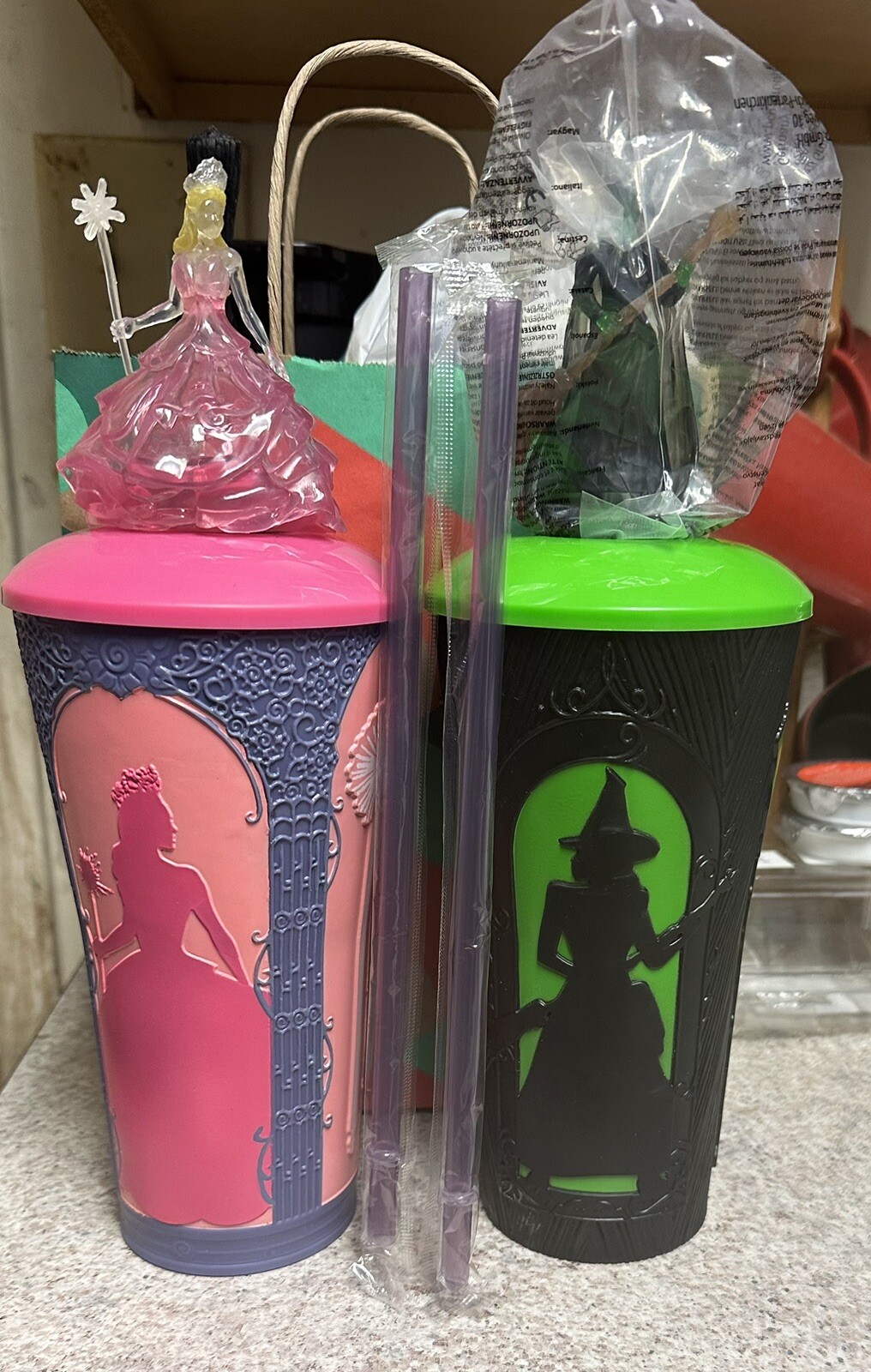 AMC Theatre Exclusive Wicked Cups with toppers (Sealed Set- (1x Pink ...