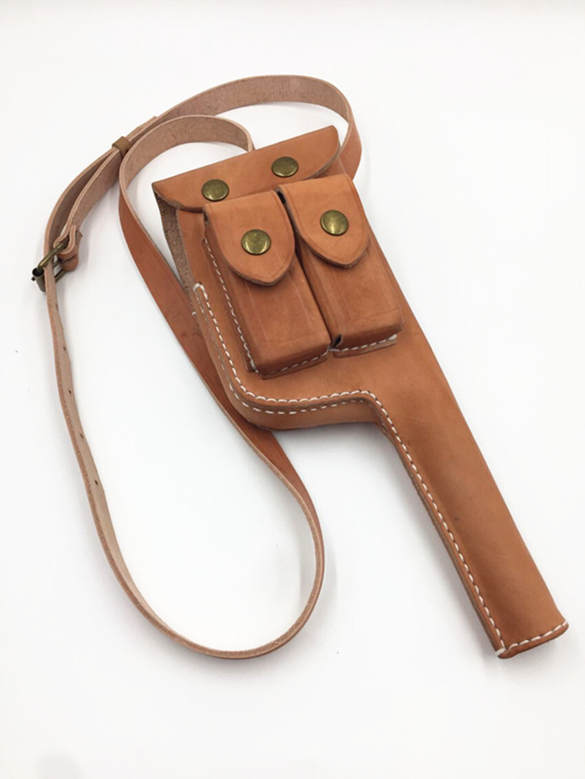 WW2 GERMAN MAUSER C96 BROOMHANDLE LEATHER HOLSTER WITH STRAP | eBay