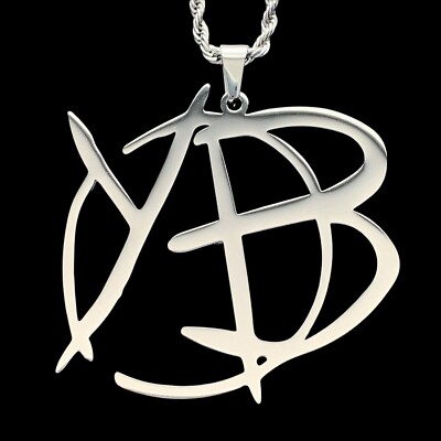 YUNGBLUD 'YB' Necklace! Polished Stainless Steel Pendant + Steel Chain ...