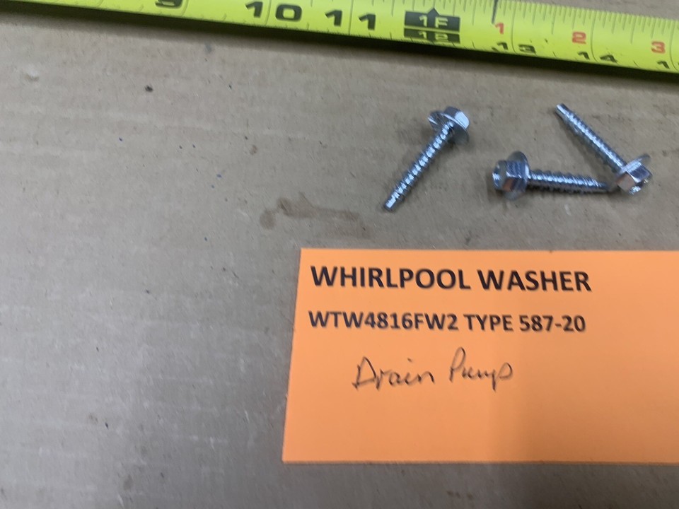WHIRLPOOL WASHER WTW4816FW2 Drain Pump Mounting Screws/bolts Set Of 3 ...