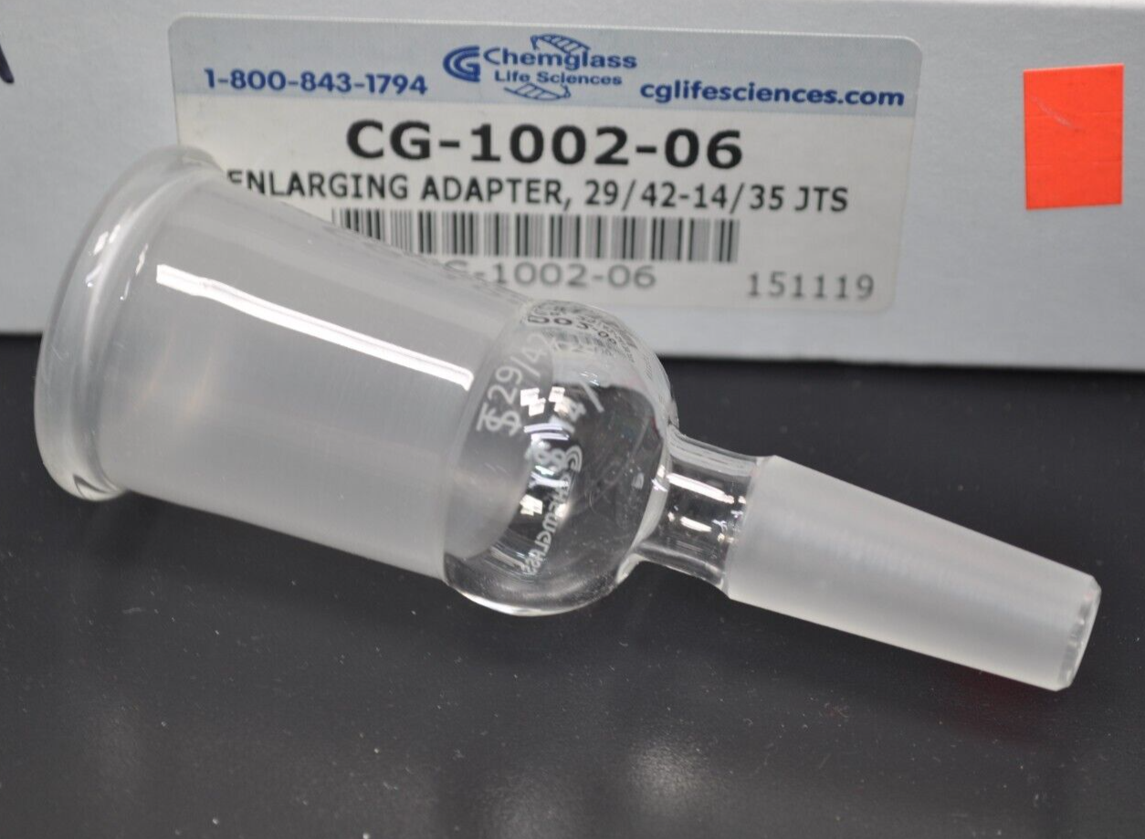 NEW CHEMGLASS Glass Enlarging Connecting Adapter 29/42 Outer 14/35 ...