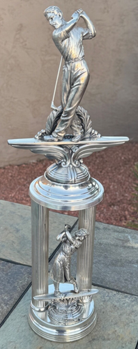 18" VINTAGE ART DECO METAL GOLF TROPHY WB WEIDLICH BROS INC MALE ...