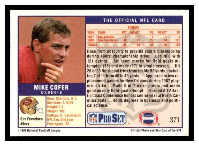 1989 Pro Set - #371 Mike Cofer (RC) for sale online | eBay