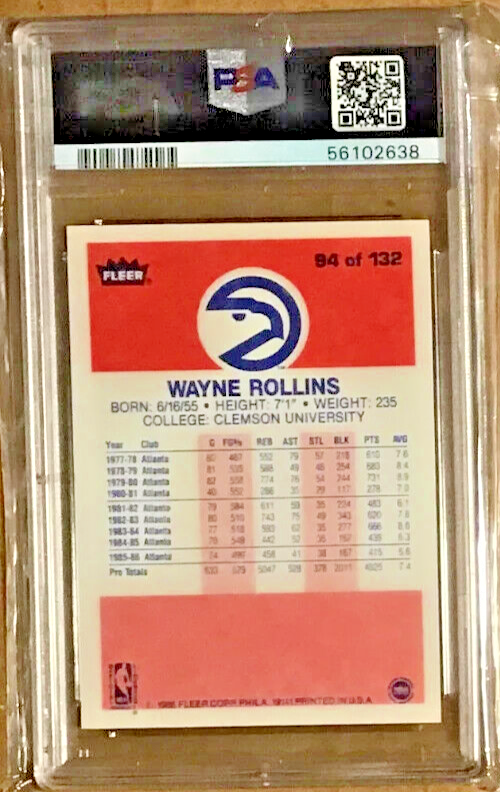 1986 FLEER PSA 8 WAYNE ROLLINS Basketball Card | eBay