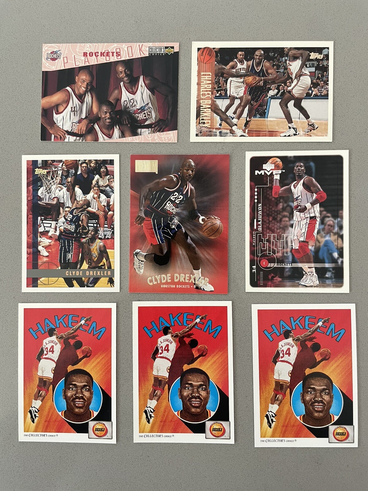 Houston Rockets 8 Cards Hakeem Olajuwon, Drexler, Barkley MVP Upper ...