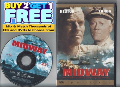 Midway (DVD, 1976) Charlton Heston Henry Fonda WWII Epic Disc & Cover ...