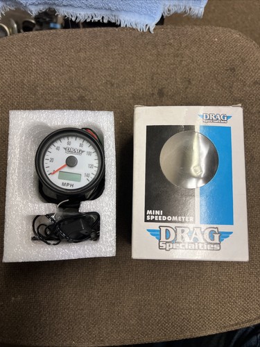 Drag Specialties Black Electronic White Face Speedo Speedometer Harley ...