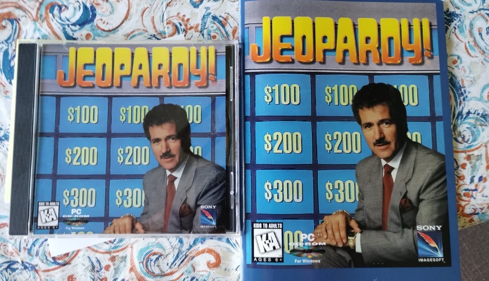 Vintage 1995 Jeopardy PC CD-Rom -Windows Computer Game w/Box and Manual ...