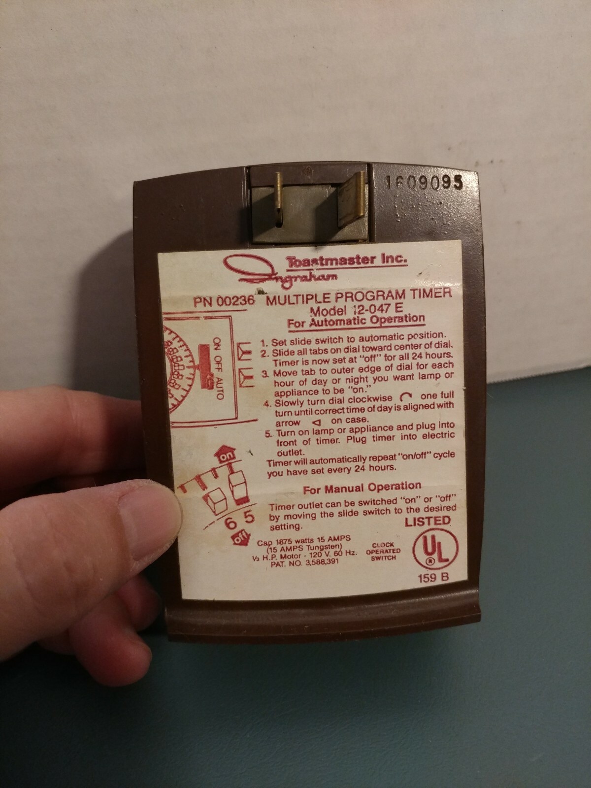 Vintage Ingraham Toastmaster Program Timer Model 12-047 E | eBay