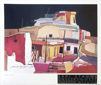 Sari Staggs Southwest Night Village 1985 Gallery Exhibition Poster 21-1 ...