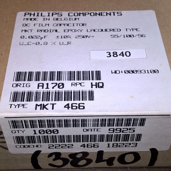 22nF 250V R7.5 10% Philips MKT466 Polyester Film Orange Drop Capacitor ...