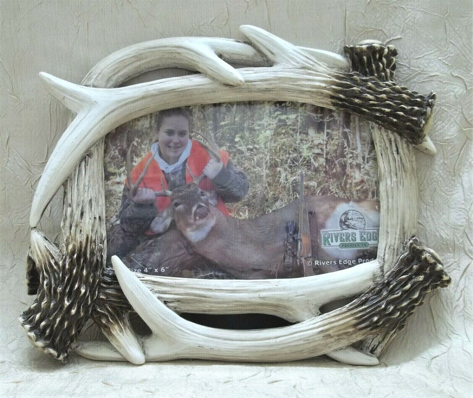 Antlers Photo Frame Holds 6x4 Picture Hunting Theme Hunters Rivers Edge ...