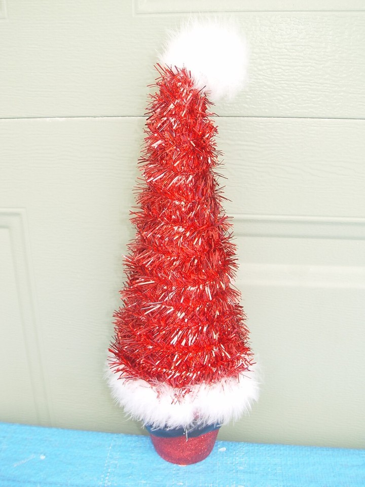 Unique Tinsel Santa Hat Christmas Tree with Santa Belt/Buckle ...