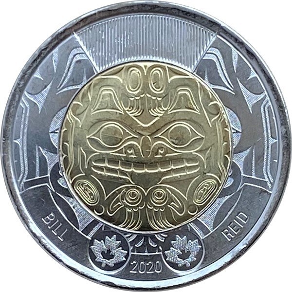2020 2 $ BILL REID HAIDA ART CANADA 🍁💲 Commemorative Dollar Coin Toonie ...