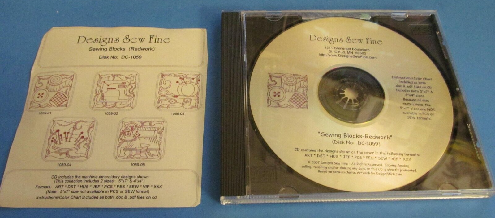 Designs Sew Fine ~ SEWING BLOCKS ~ Embroidery Machine CD-ROM Disk No DC ...