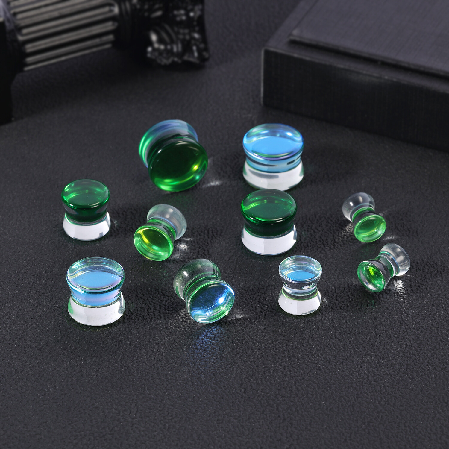 6-14MM Double Flare Plugs Tunnels Glass Ear Gauges Ear Lobe Stretching ...