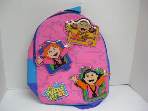 VINTAGE 1995 THE PUZZLE PLACE BACKPACK PBS KIDS NEON PINK SLIGHTLY USED ...