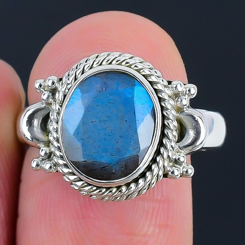 Labradorite Gemstone Solid Sterling Silver Birthday Stackable Ring ...