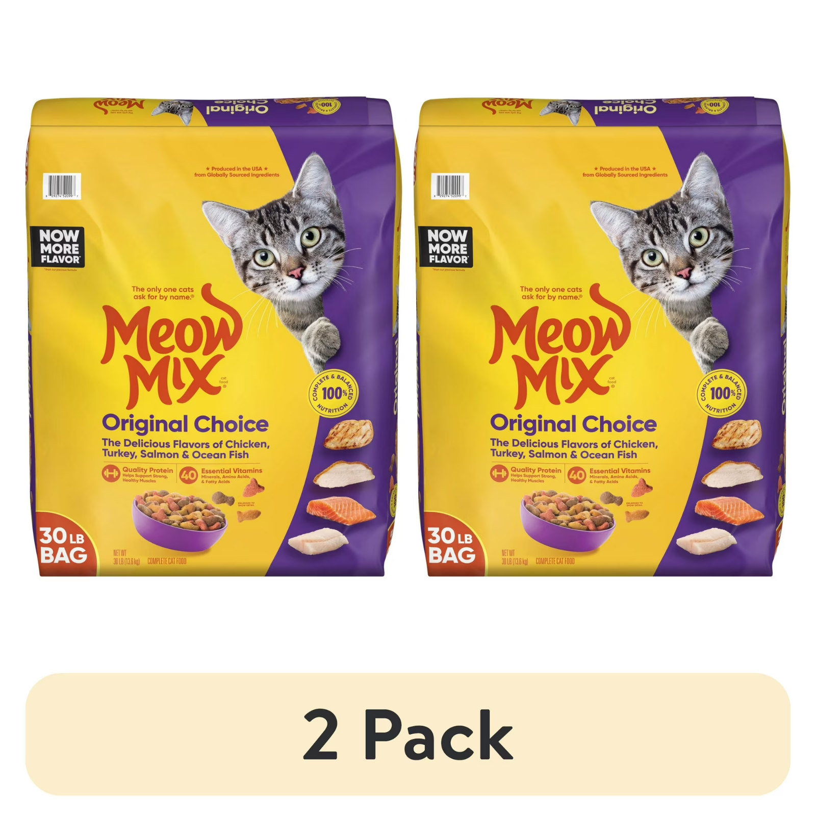 NEW 2 pack Meow Mix Original Choice Dry Cat Food, 30 lb Bag ...