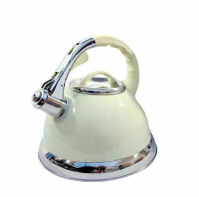 Prima Cream Cordless 3.5L Stainless Steel Whistling Kettle Easy Grip ...
