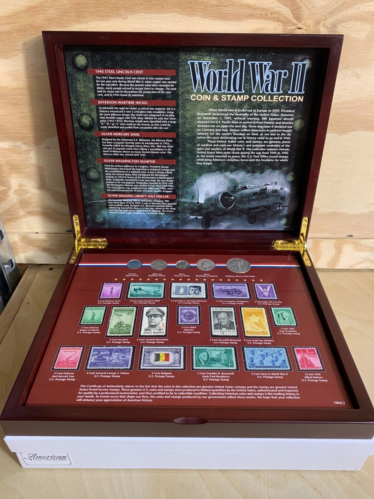 World War II Historic Coin & Stamp Collection w/Wooden Display Box | eBay