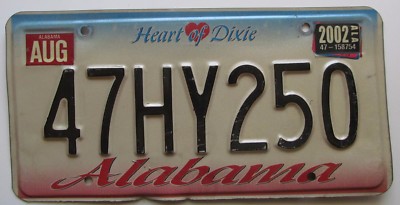 Alabama 2002 MADISON COUNTY License Plate # 47HY250 | eBay