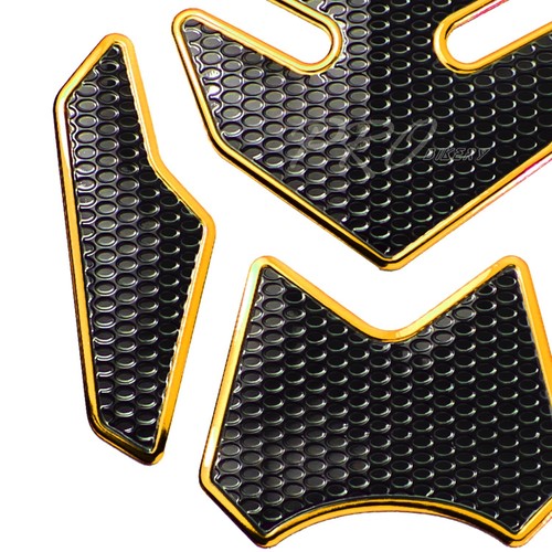 Set Gold Perforated Black Fuel Tank Pad & Emblem Sticker for ZX10 ZX ...